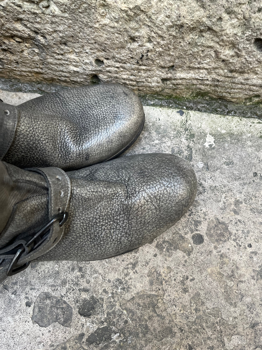 (New Arrival) MA+ - Leather and canvas engineer buckle boots – L'OBSCUR