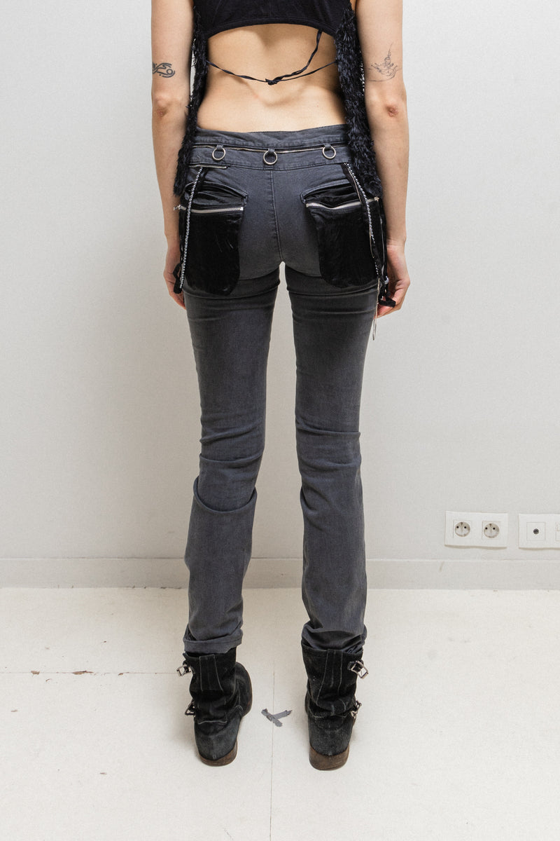 UNDERCOVER - SS03 "SCAB" Slim pants with embellishment details and fla ...