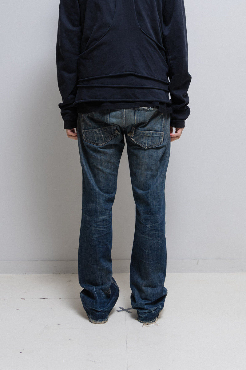 RICK OWENS SLAB - Hand washed wide ripped denim pants (PROTO) – L'OBSCUR