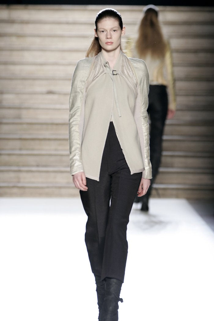 RICK OWENS - FW06 « DUSTULATOR » Wool jacket with pleated silk details ...