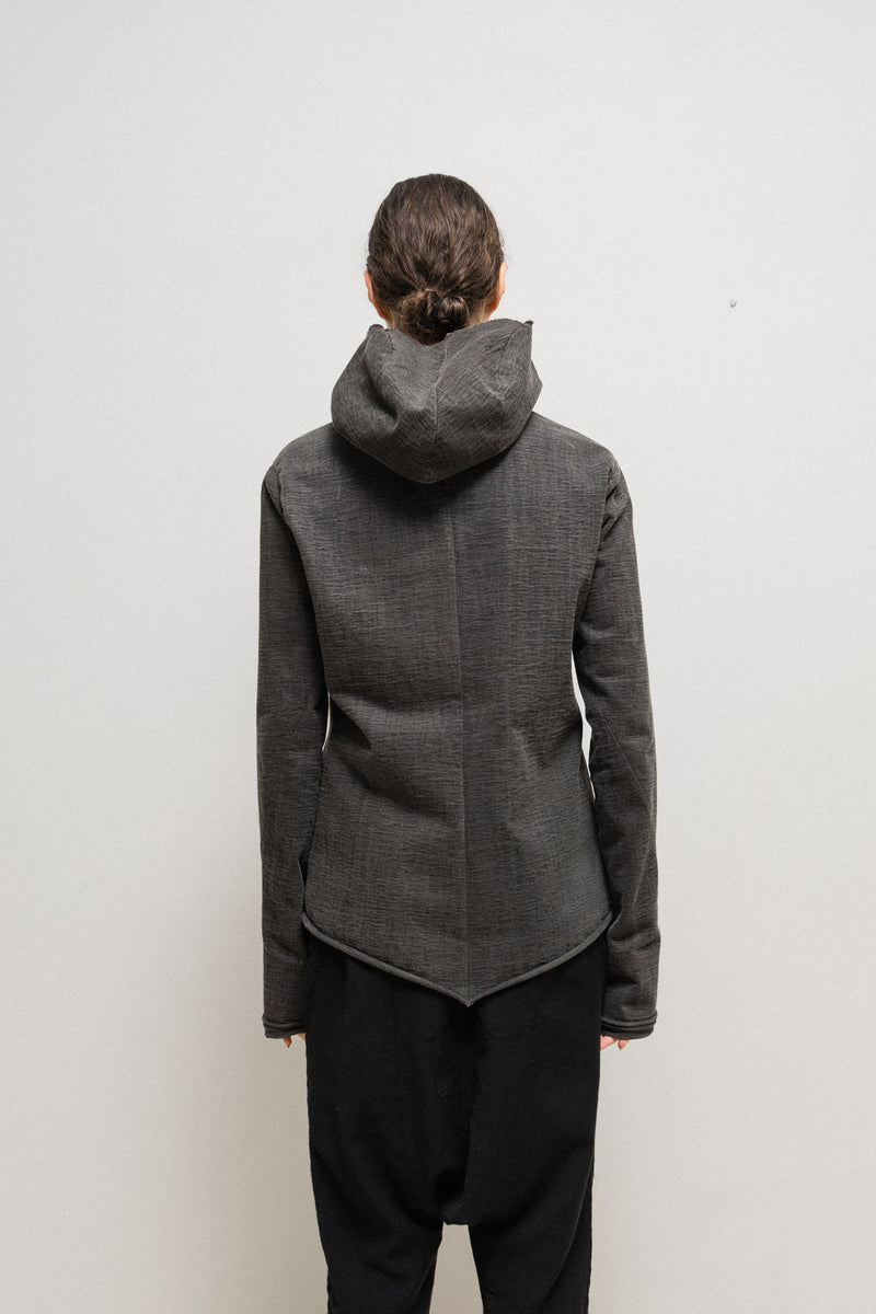 MA+ - Hooded zip up jacket with rolled hems and cuff silver details – L ...